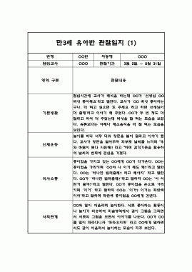 만3세 5명 관찰일지 (1학기 6개영역 관찰일지와 발달평가, 10Page분량)-1페이지