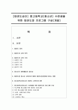 [태권도승단] 중고등학교(청소년) 수련생을 위한 태권도장 프로그램 구성(개발)-1페이지