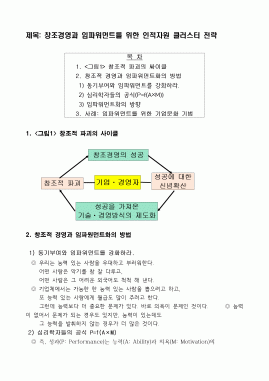 창조경영과 임파워먼트를 위한 인적자원 클러스터 전략-1페이지