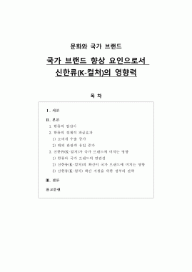 [문화와 국가 브랜드] 국가 브랜드 향상 요인으로서 신한류(K-컬처)의 영향력-1페이지