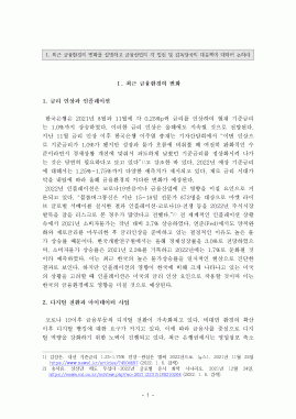 [보고서] 최근 금융환경의 변화를 설명하고 금융산업의 각 업권 및 감독당국의 대응책에 대하여 논하라-1페이지