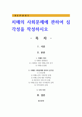 치매의 사회문제에 관하여 심각성을 작성하시오-1페이지