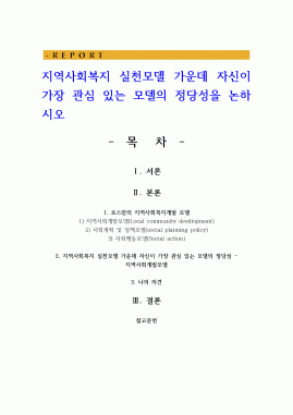 지역사회복지 실천모델 가운데 자신이 가장 관심 있는 모델의 정당성을 논하시오-1페이지