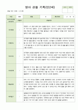 어린이집 영아 관찰 기록 만2세 12월~2월  10명-1페이지