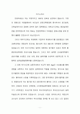 시각설계학과 한국유학신청 자기소개서 학업계획서 (한양대학교신청)-1페이지