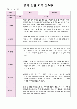 영아 관찰 일지  기록 만0세 5명  12월-2월-1페이지