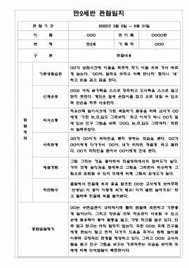 만2세 (4세) 1학기 관찰일지와 발달평가 (5명분량 관찰일지)-1페이지