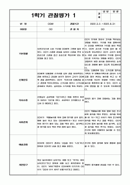 만1세 관찰일지 1학기 13명 분량  영역별 해석 및 평가 자료 - 만1세 관찰일지-1페이지