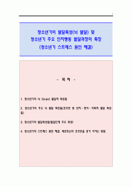 [A+]청소년기 발달과정의 특징 및 청소년기의 주요 인지행동 발달특성(청소년기의 뇌발달 및 종합적인 스트레스의 원인 해결)-1페이지