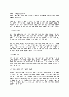 [가족상담및가족치료] 현대 한국가족의 문제(가족구조,기능변화,역할,의사소통)를 밝히고,학습자의 가족을 적용하여 분석하시오-1페이지