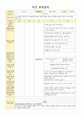 어린이집 보육일지 만5세  3월 1-5주 주간보육일지(평가제)-1페이지