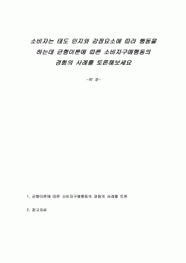 소비자는 태도 인지와 감정요소에 따라 행동을 하는데 균형이론에 따른 소비자구매행동의 경험의 사례를 토론해보세요-1페이지