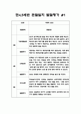 만4,5세반 1학기 (3월,4월,5월,6월,7월,8월) 10명 20페이지 분량 관찰일지 + 발달평가-1페이지