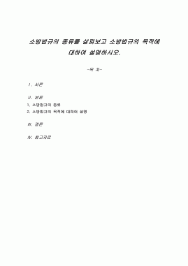 소방법규의 종류를 살펴보고 소방법규의 목적에 대하여 설명하시오-1페이지