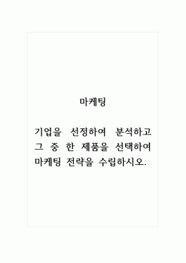 마케팅_기업을 선정하여 분석하고 그 중 한 제품을 선택하여 마케팅 전략을 수립하시오-1페이지