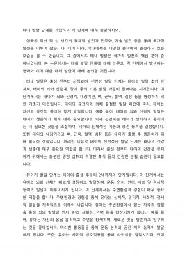 태내 발달 단계를 기입하고 각 단계에 대해 설명하시오-1페이지