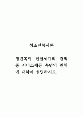 청소년복지론_청년복지 전달체계의 원칙 중 서비스제공 측면의 원칙에 대하여 설명하시오.-1페이지