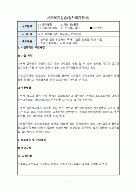 사회복지실습(일자리계획서)_ 노인 참여를 위한 학교급식 운영사업_능력은 있으나 일자리 구하기 힘든 노인을 위한 사업_초중고,특수학교 급식 지원 사업-1페이지