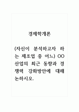 경제학개론_(자신이 분석하고자 하는 제조업 중 어느) OO산업의 최근 동향과 경쟁력 강화방안에 대해 논하시오.-1페이지