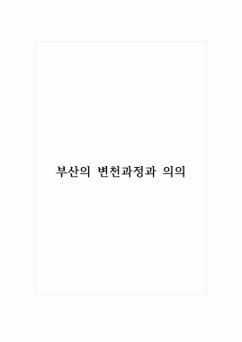 부산의 변천과정과 의의-1페이지