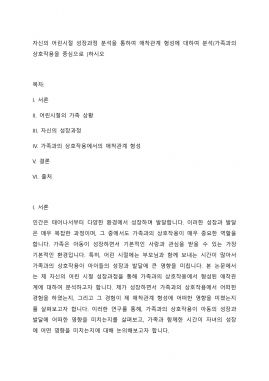 자신의 어린시절 성장과정 분석을 통하여 애착관계 형성에 대하여 분석(가족과의 상호작용을 중심으로 )하시오-1페이지