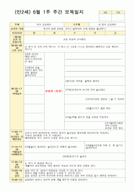 만2세 6월 1-4주 주간 보육일지-1페이지