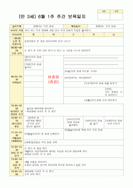 만3세 6월1주-4주 주간보육일지-1페이지