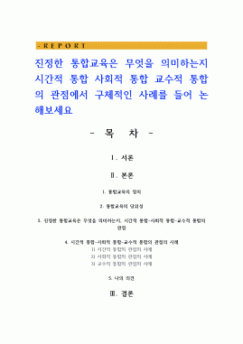 진정한 통합교육은 무엇을 의미하는지 시간적 통합 사회적 통합 교수적 통합의 관점에서 구체적인 사례를 들어 논해보세요-1페이지