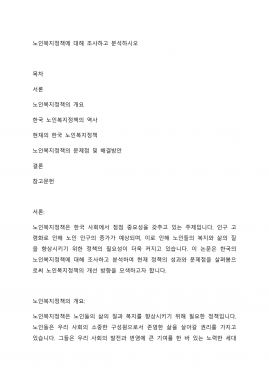 노인복지정책에 대해 조사하고 분석하시오-1페이지