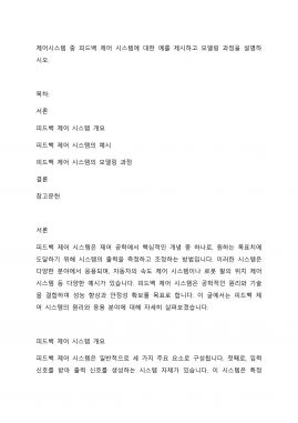 제어시스템 중 피드백 제어 시스템에 대한 예를 제시하고 모델링 과정을 설명하시오.-1페이지