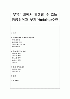 [무역학, 국제통상] 무역거래에서 발생할 수 있는 금융위험과 헷지(Hedging)수단-1페이지