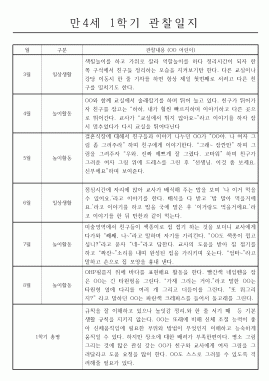 만4세 1학기 3월,4월,5월,6월,7월,8월 관찰일지와 총평 (놀이,일상)-1페이지