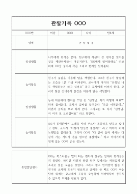 만4세 20명 1년 관찰일지,종합발달평가 (놀이,일상)-1페이지