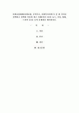 2301해업)2209 사회보장체계(사회보험, 공적부조, 사회복지서비스) 중 한 가지를 선택하고 선택한 이유와 최근 사례(지난 1년간 뉴스, 기사, 영화, 드라마 등)를 들어 문제점을 제시하시오.-1페이지