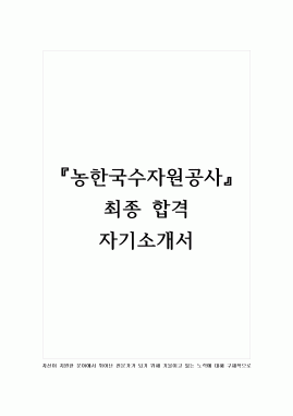 한국수자원공사 최종 합격 자기소개서-1페이지
