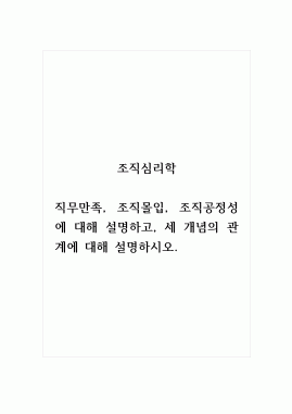 조직심리학_직무만족, 조직몰입, 조직공정성에 대해 설명하고, 세 개념의 관계에 대해 설명하시오.-1페이지