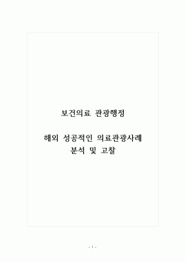 보건의료관광_해외 성공적인 의료관광사례 분석 및 고찰-1페이지