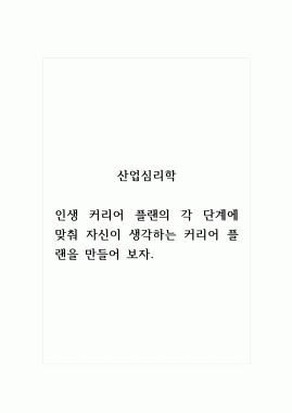 산업심리학_인생 커리어 플랜의 각 단계에 맞춰 자신이 생각하는 커리어 플랜을 만들어 보자.-1페이지