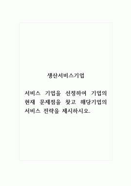 생산서비스기업_서비스 기업을 선정하여 기업의 현재 문제점을 찾고 해당기업의 서비스 전략을 제시하시오.-1페이지