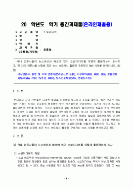 방송통신대_소셜미디어_국내 언론사들이 뉴스생산과 배포에 있어 소셜미디어를 어떻게 활용하는지 조사하고, 한 개의 언론사를 선정해 최근 뉴스 보도에서 활용한 구체적인 SNS 사례를 분석하시오. (2)-1페이지