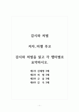 감시와 처벌을 읽고 각 챕터별로 요약하시오.-1페이지