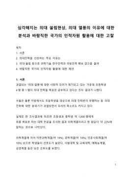 HR전문자료_심각해지는 의대 쏠림현상 의대 열풍의 이유에 대한 분석과 바람직한 국가의 인적자원 활용에 대한 고찰-1페이지