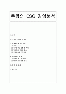 [ESG 경영] 쿠팡의 ESG 경영분석-1페이지