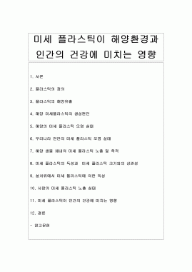 미세 플라스틱이 해양환경과 인간의 건강에 미치는 영향-1페이지