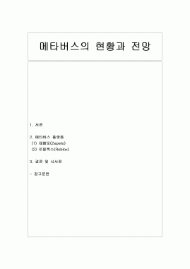 [가상세계] 메타버스의 현황과 전망-1페이지