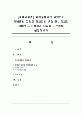 [결혼과가족] 자아정체감이 무엇인지 개념정의 그리고 정체감의 유형 중, 정체감 유예와 자아정체감 유실을 구분하여 설명해보자-1페이지