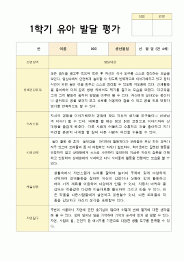 1학기 유아 발달 평가  만4세 23명의 평가내용입니다.-1페이지