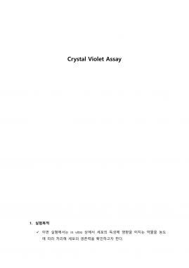 Crystal Violet Assay 세포생존력검사, 세포독성검사 결과 레포트-1페이지
