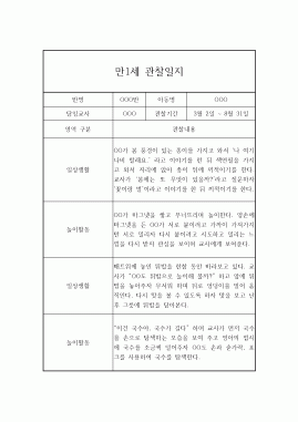 평가제 통과 어린이집 만1세 1년 (1학기,2학기) 관찰일지와 총평-1페이지