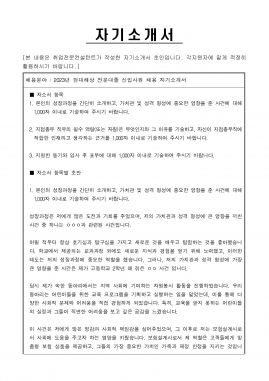 2023년 현대해상 전문대졸 신입사원 채용 자기소개서-1페이지